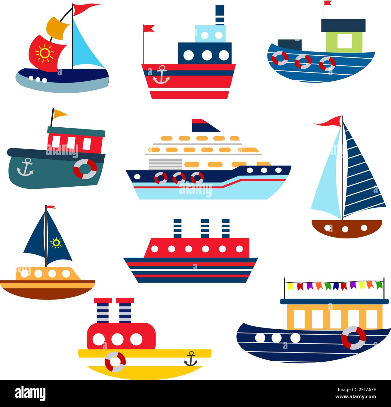 A set of different bright ships for children illustrations Stock Vector ...