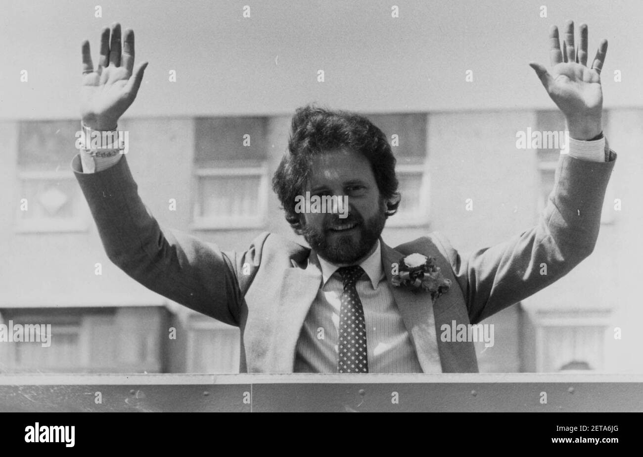 MIKE HANCOCK CELEBRATES HIS VICTORY FOR THE SDP IN THE PORTSMOUTH SOUTH ...