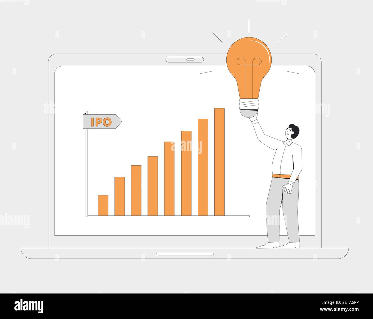 IPO concept. Initial Public Offering. Vector color line art ...