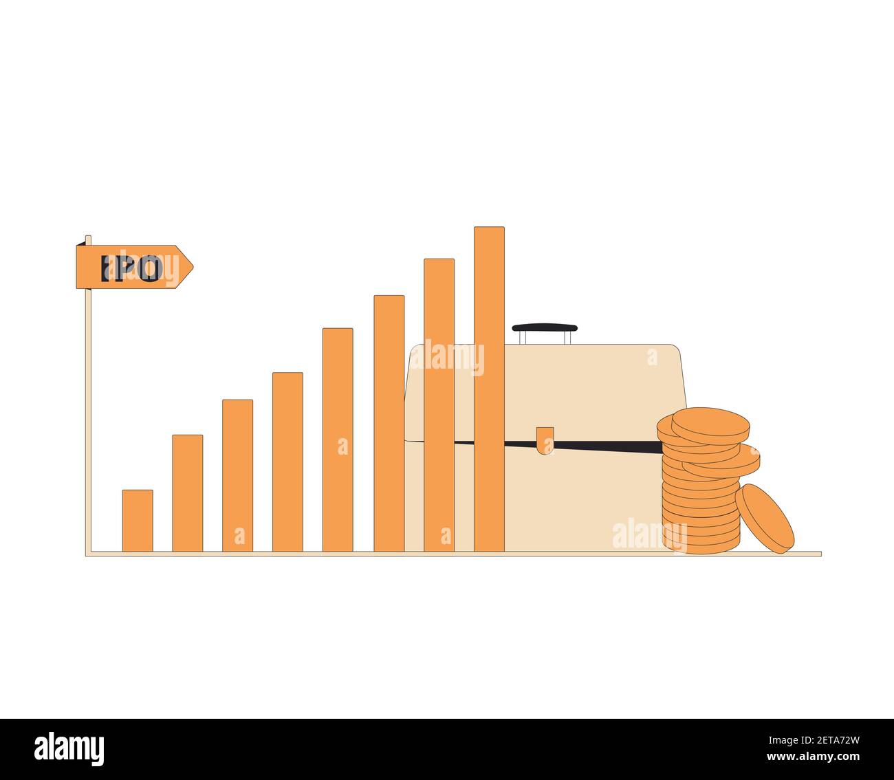 IPO concept. Initial Public Offering. Vector color line art ...