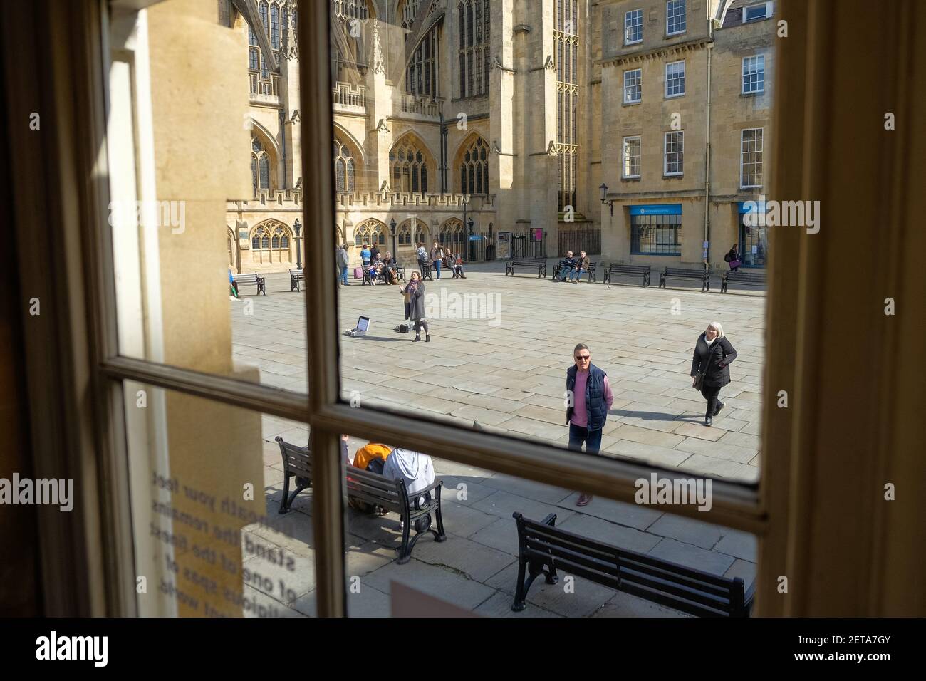 Busker in Kingston parade square, bath, somerset, uk Stock Photo - Alamy