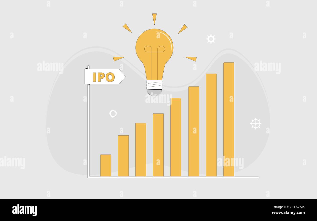 IPO concept. Initial Public Offering. Vector color line art ...