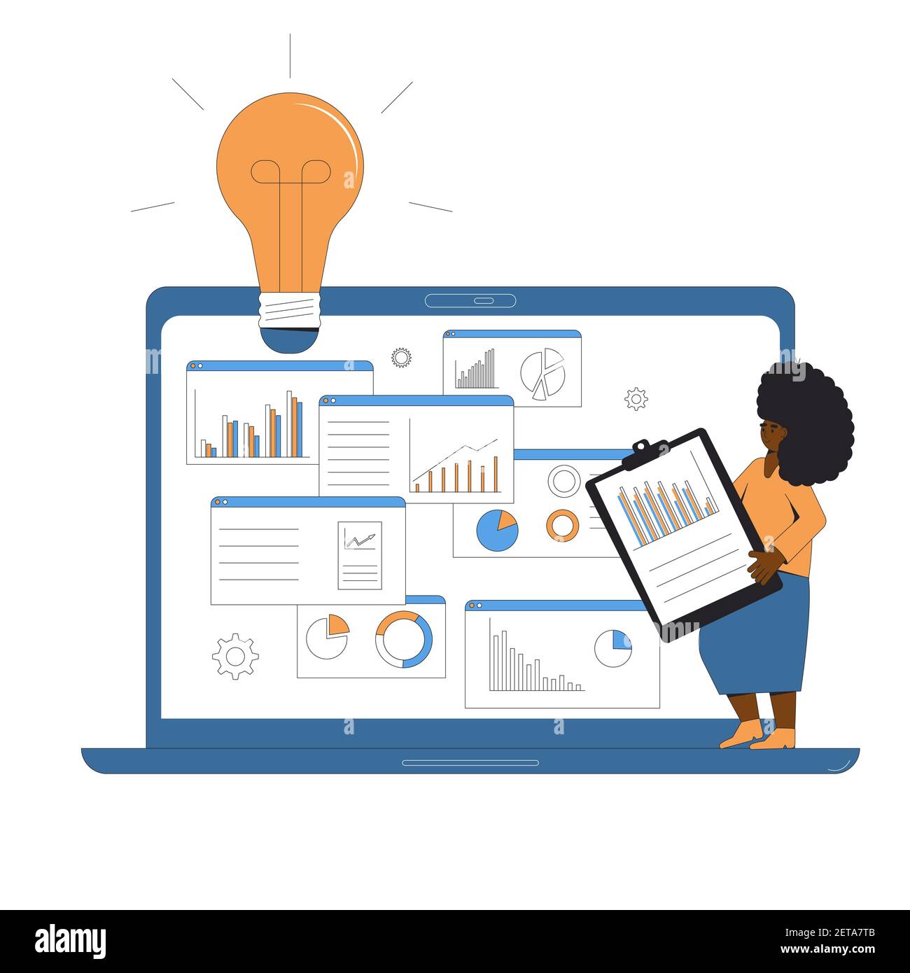 Data analysis concept. Manager with presentation. Female consultant ...