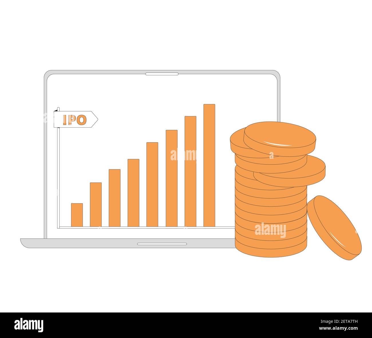 IPO concept. Initial Public Offering. Vector color line art ...