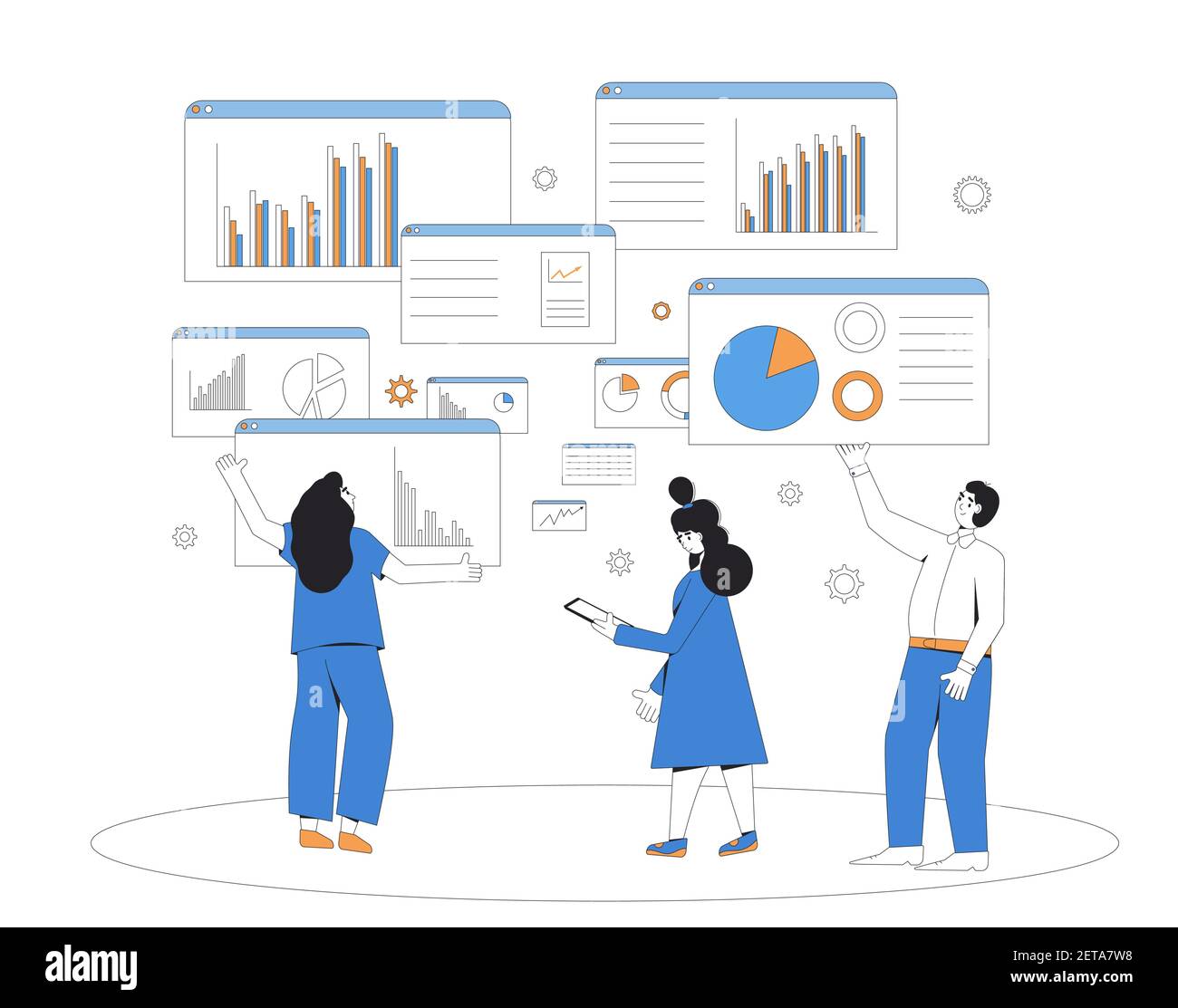 Vector flat illustration group of scientists hi-res stock photography ...