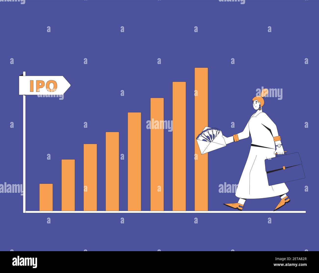 IPO concept. Initial Public Offering. Vector color line art ...