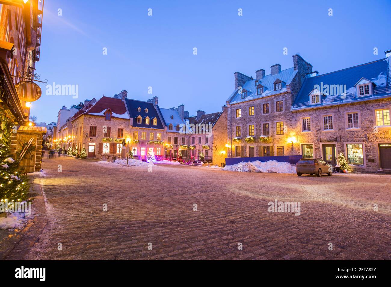 Old Quebec City downtown in winter Stock Photo - Alamy