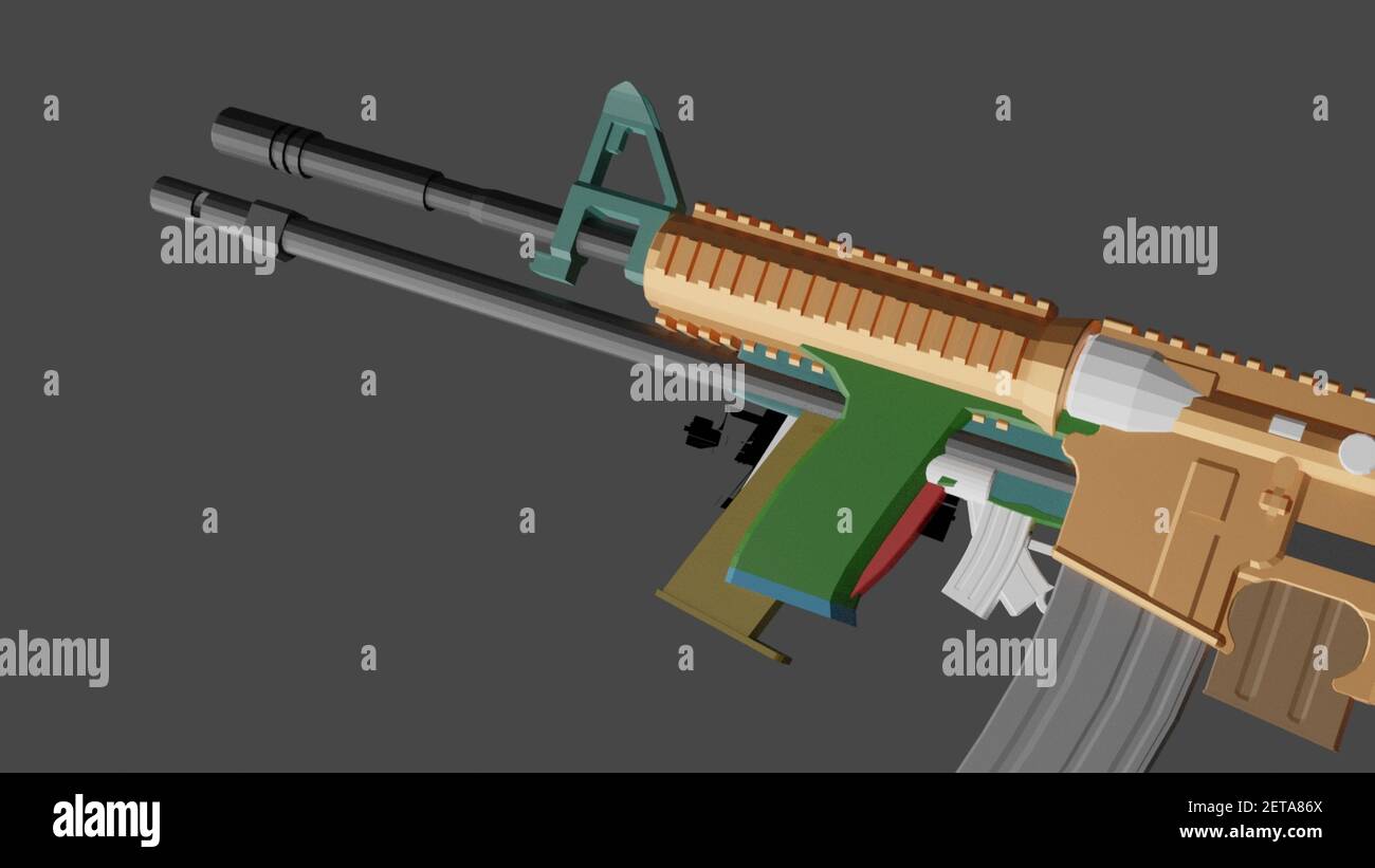 An illustration of a colorful rifle on a gray background Stock Photo ...