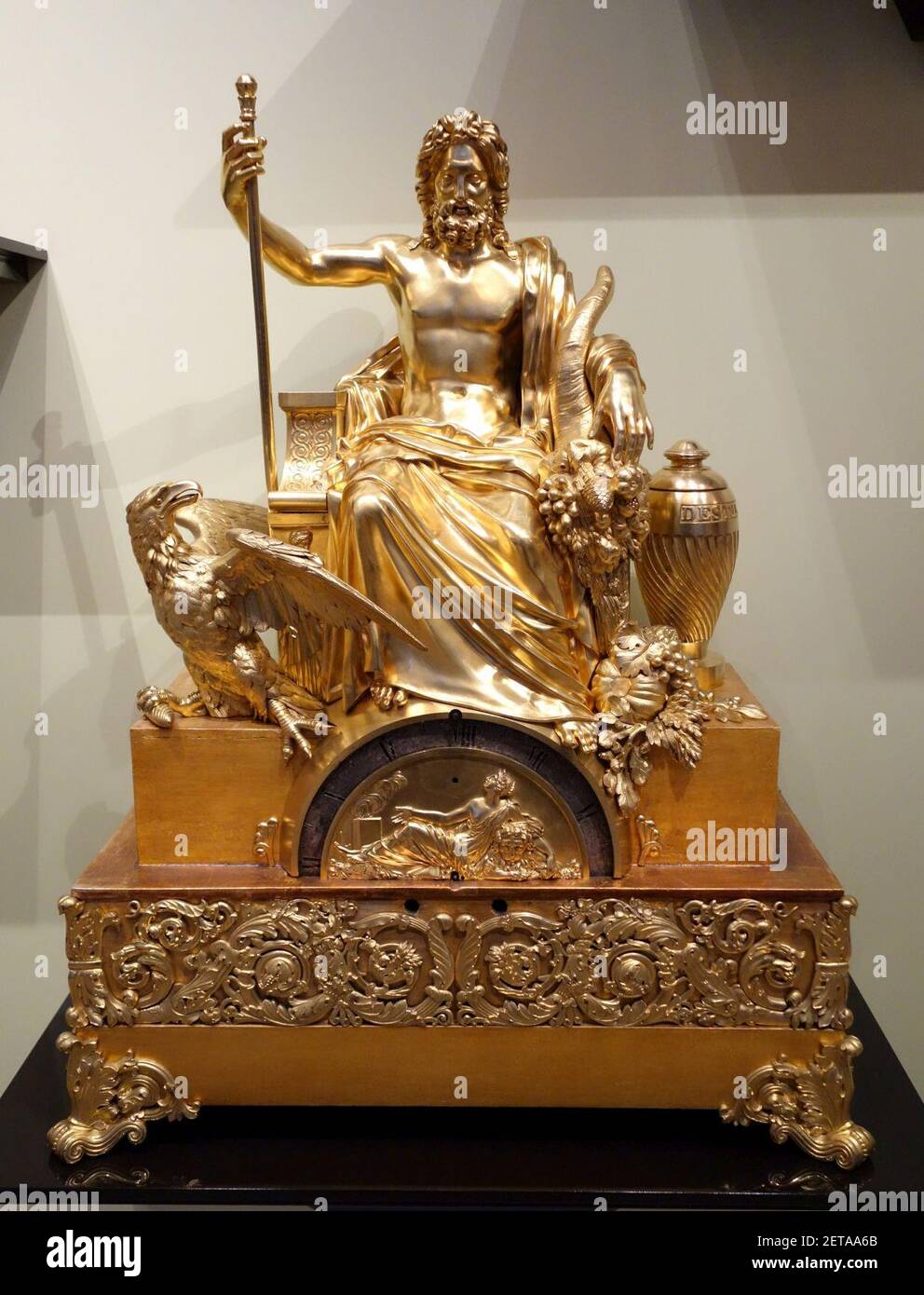 Pendule (wall clock) with Zeus Enthroned, Paris, early 1800s Stock ...