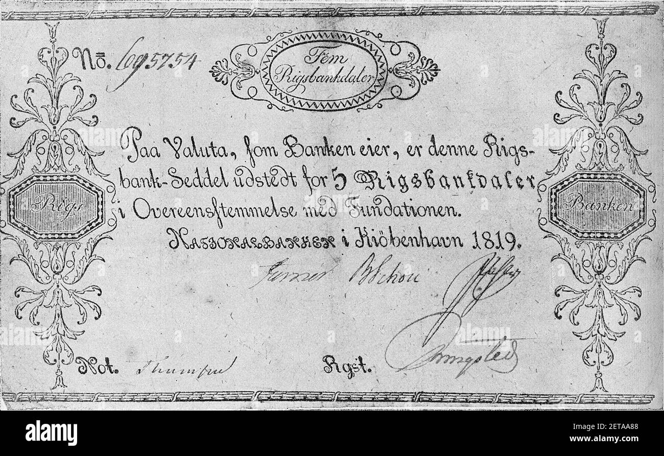 Pengeseddel nationalbank 1819 Stock Photo - Alamy