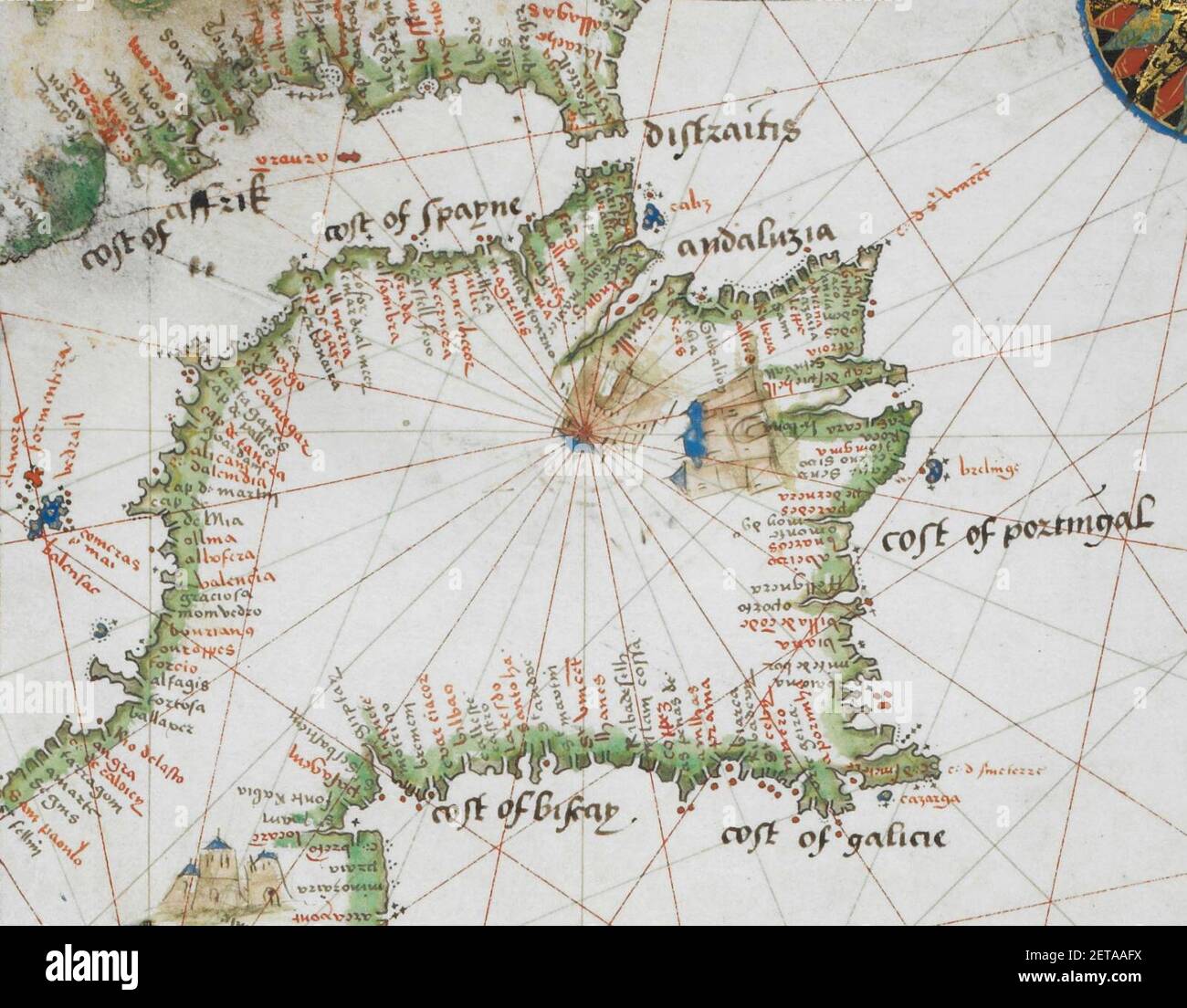 Península Ibérica no Boke of Idrography de Jean Rotz (1542 Stock Photo ...