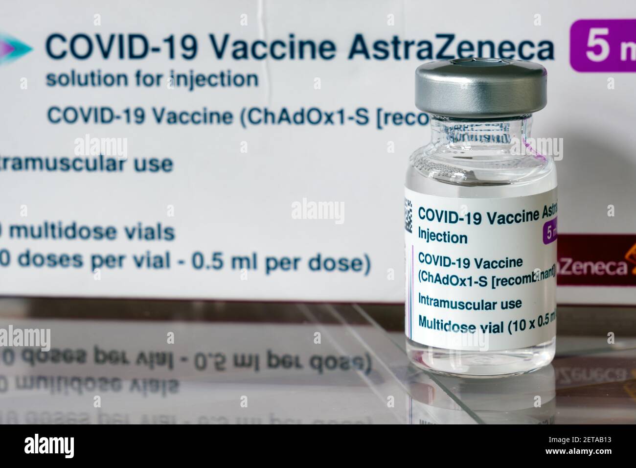 Montreal, CA - 1 March 2021: Vial of Astrazeneca Covid-19 vaccine in ...