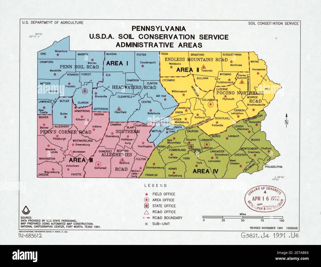 Pennsylvania, U.S.D.A. Soil Conservation Service administrative areas ...