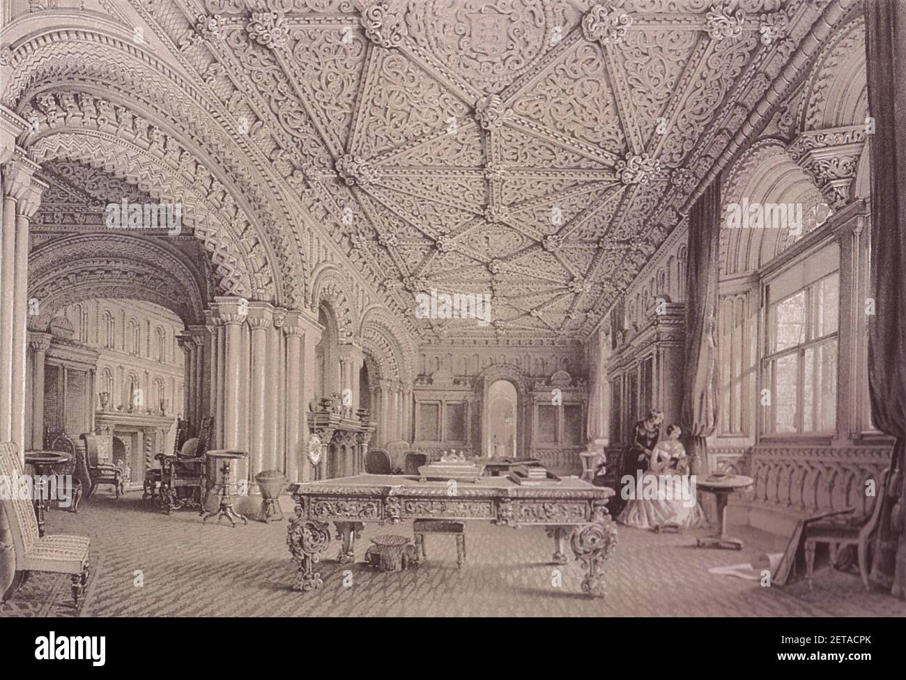 Penrhyn Castle Library Hawkins 1846 Stock Photo - Alamy