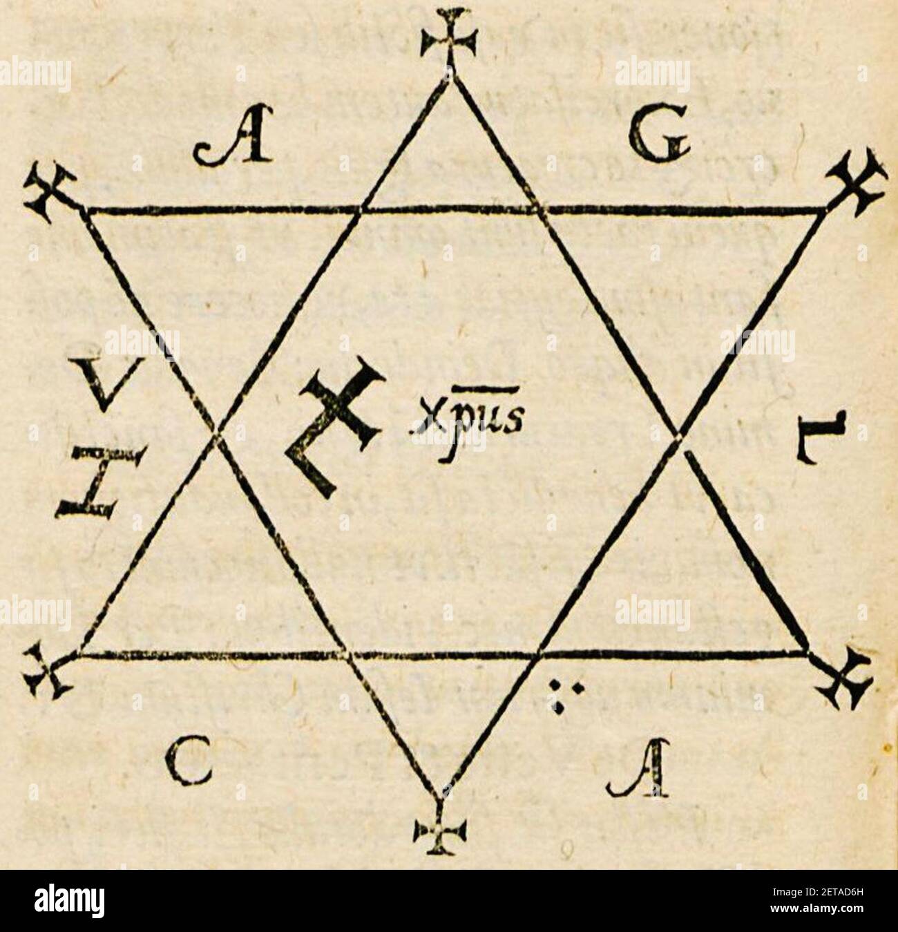 Pentacle from Heptameron 1565 edition Stock Photo - Alamy