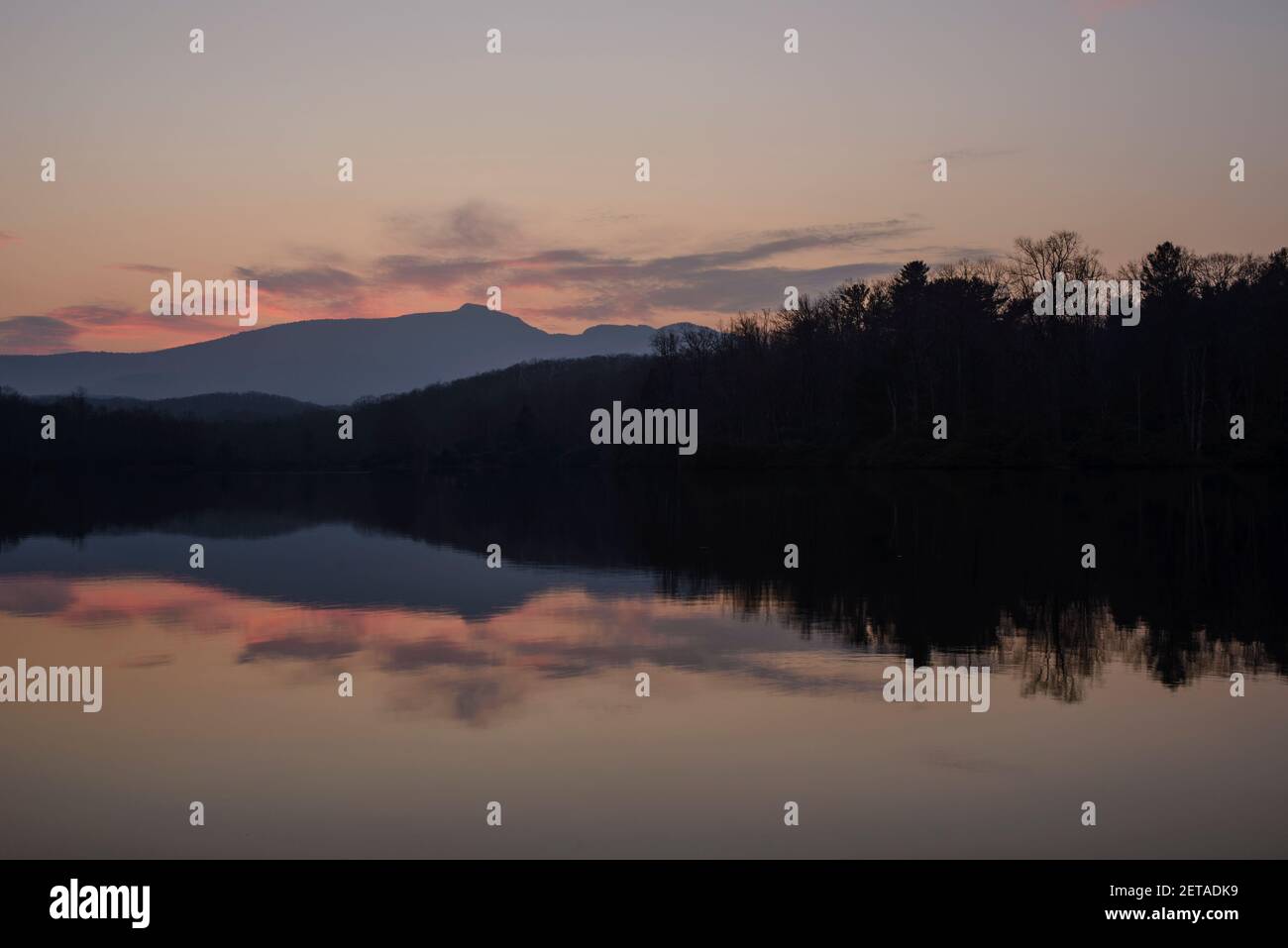 Sunset at Price Lake with Grandfather Mountain, Blue Ridge Parkway ...