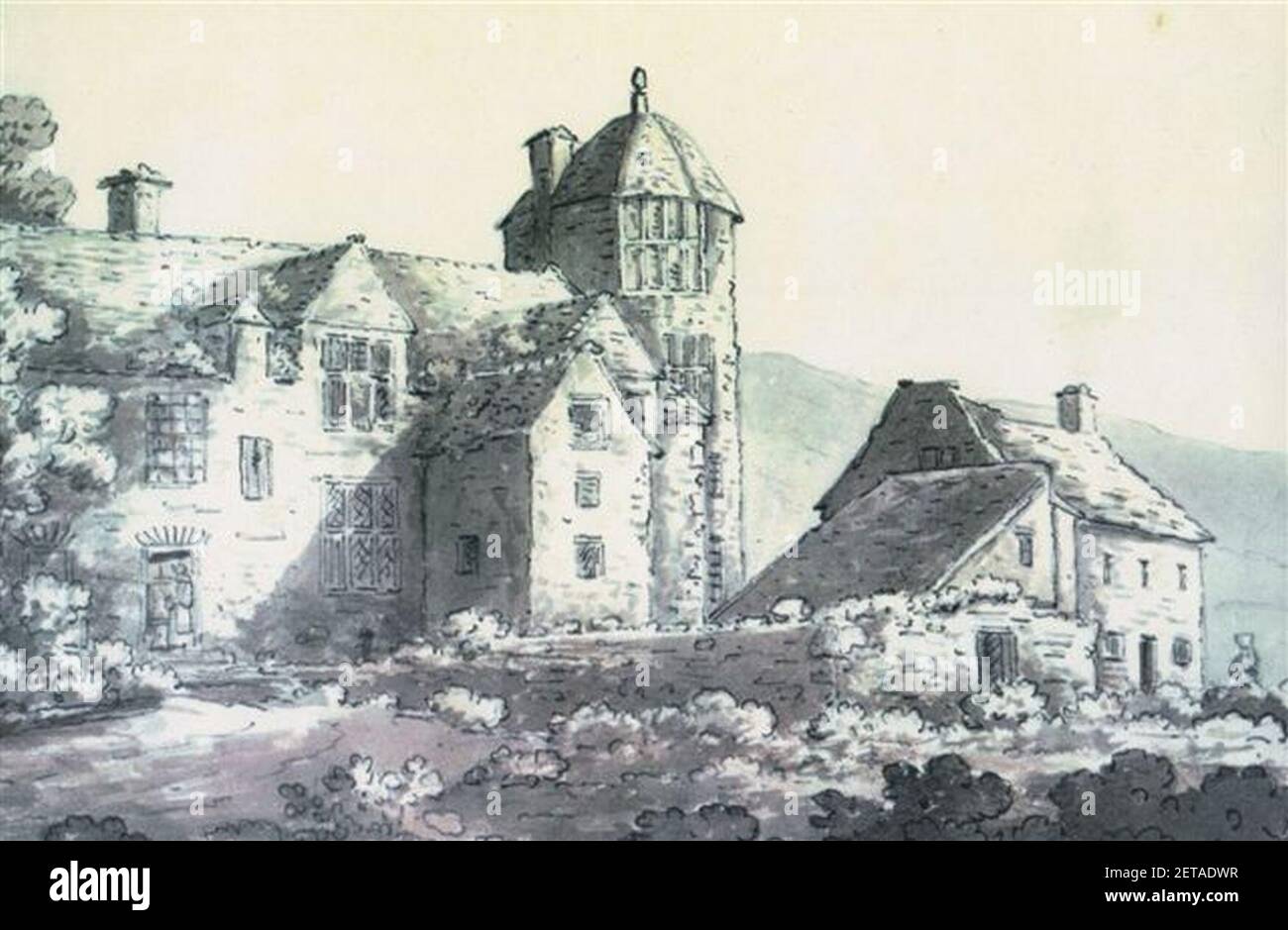 Pen-y-Bryn 1811 Sepia Drawing Stock Photo - Alamy