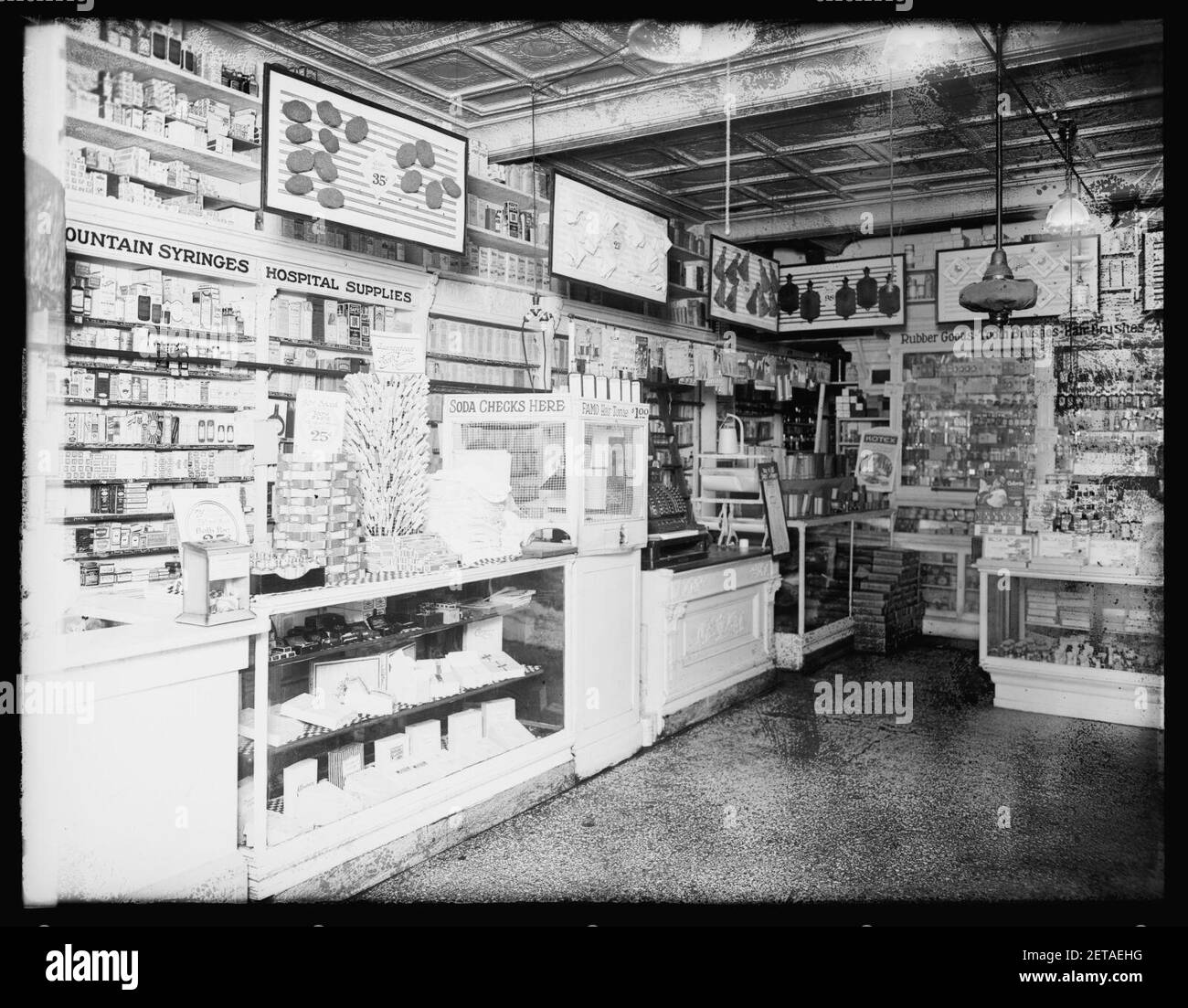 Drug store interior Black and White Stock Photos & Images - Alamy