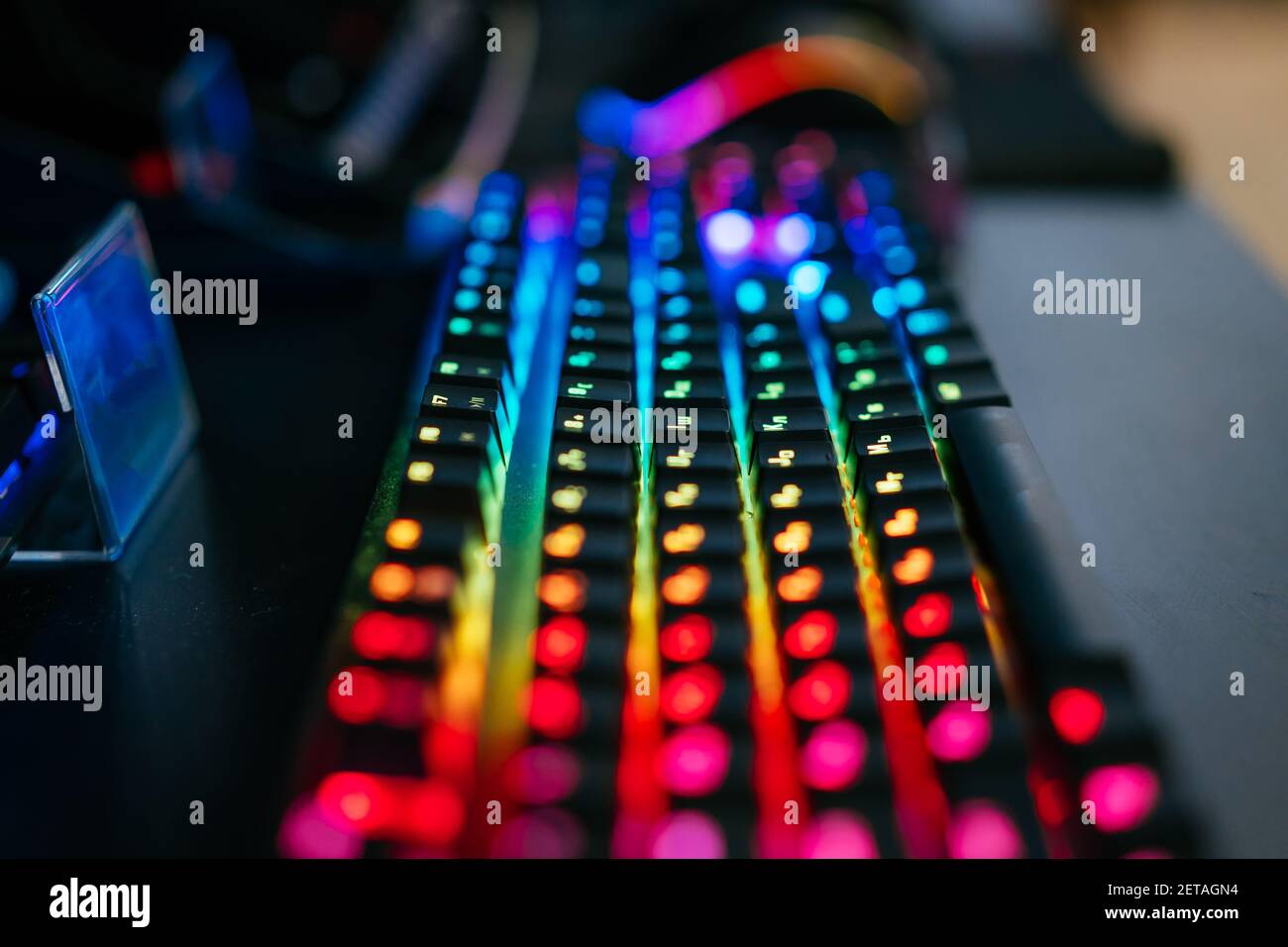 Multicolored backlight focus on windows keyboard. K Stock Photo - Alamy