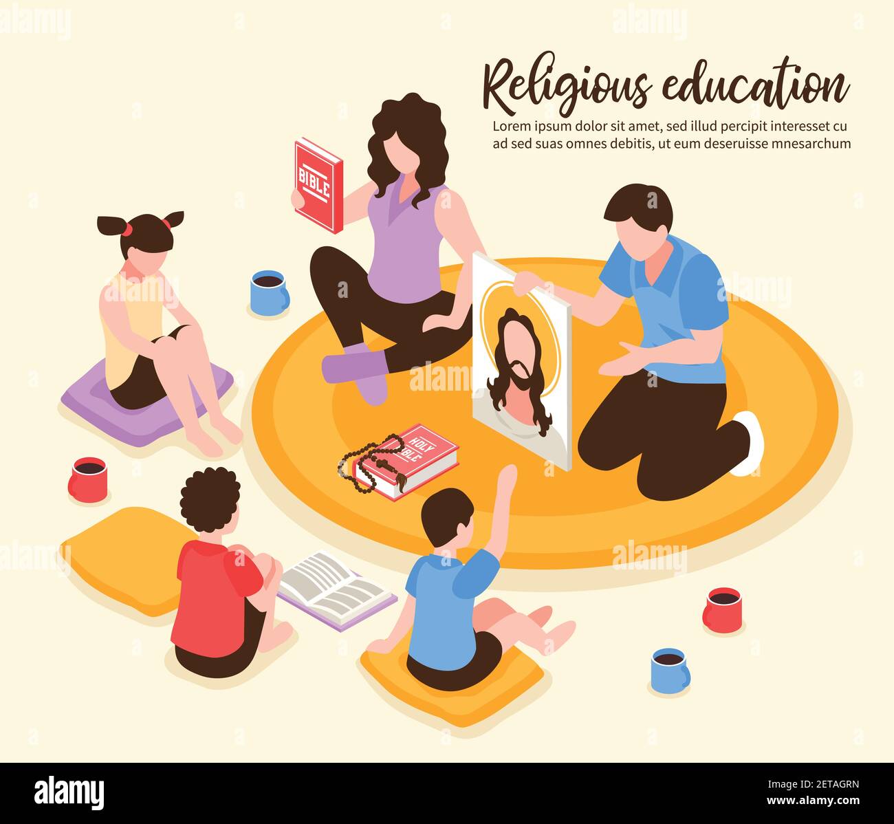 Catholic religious home education parents showing children bible and ...