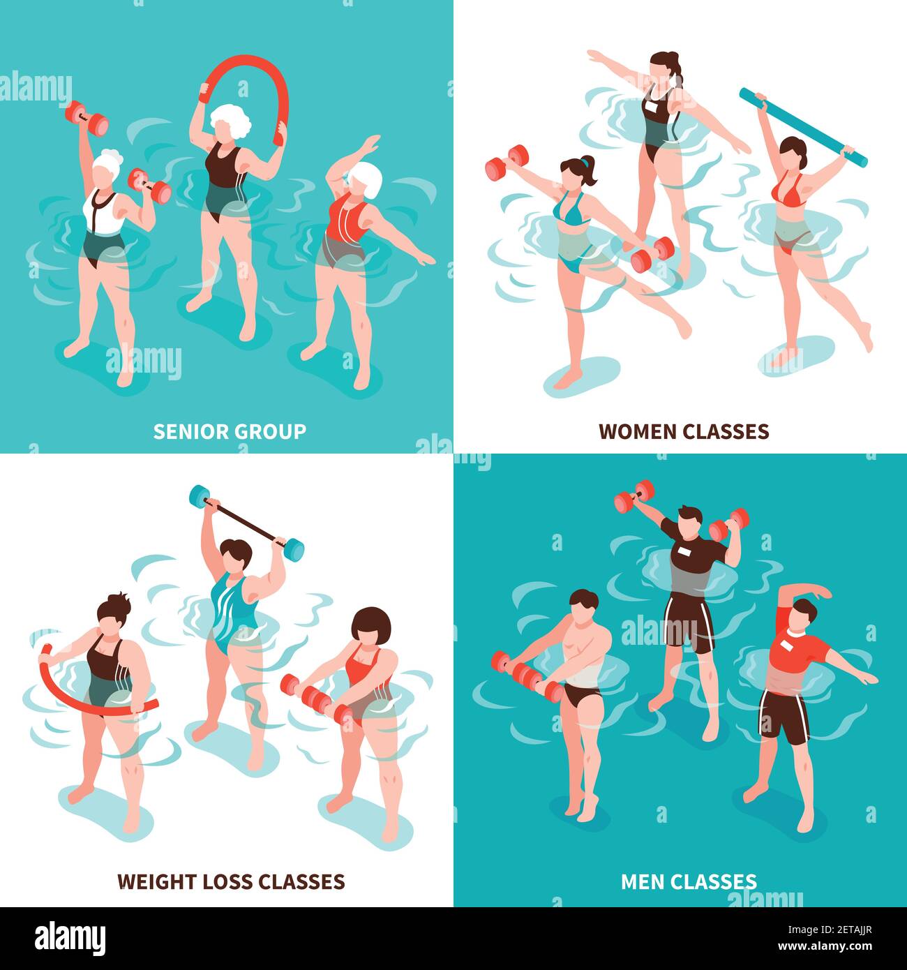 Aqua aerobics men and women classes senior group for persons losing ...