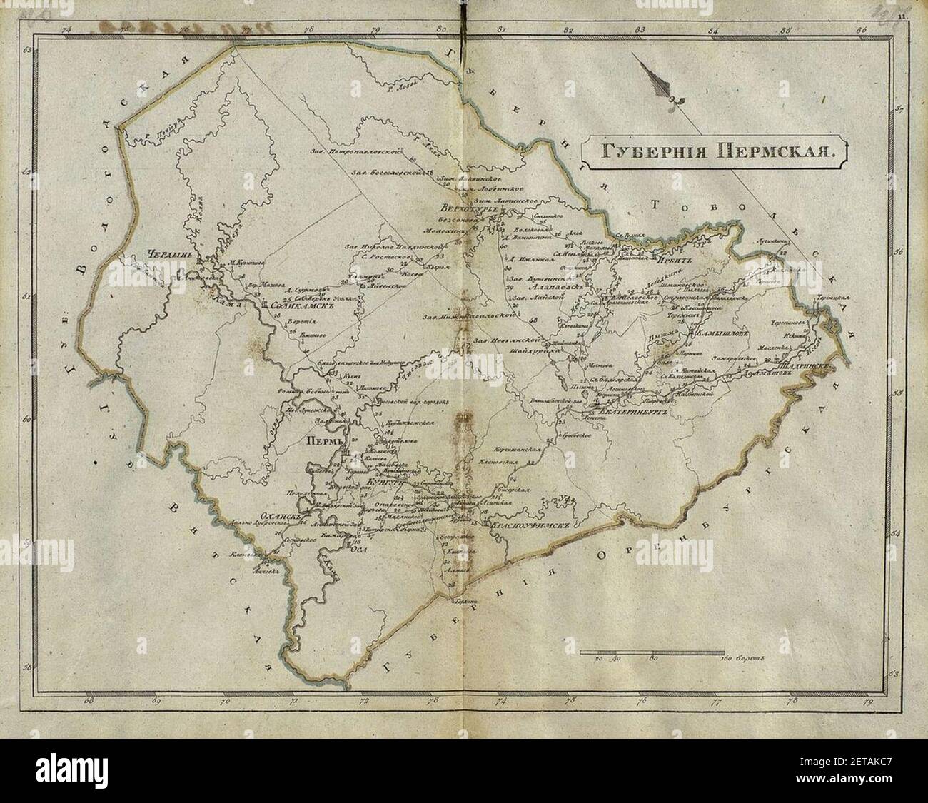 Permskaia Governorate map (1808 Stock Photo - Alamy