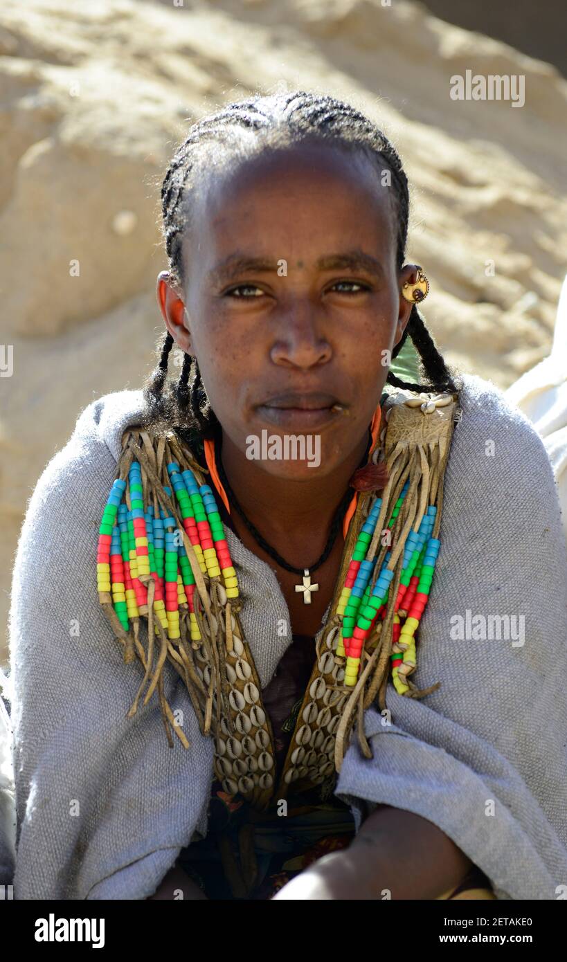 Portrait of a Tigrayan woman taken at the vibrant market in Mekele ...