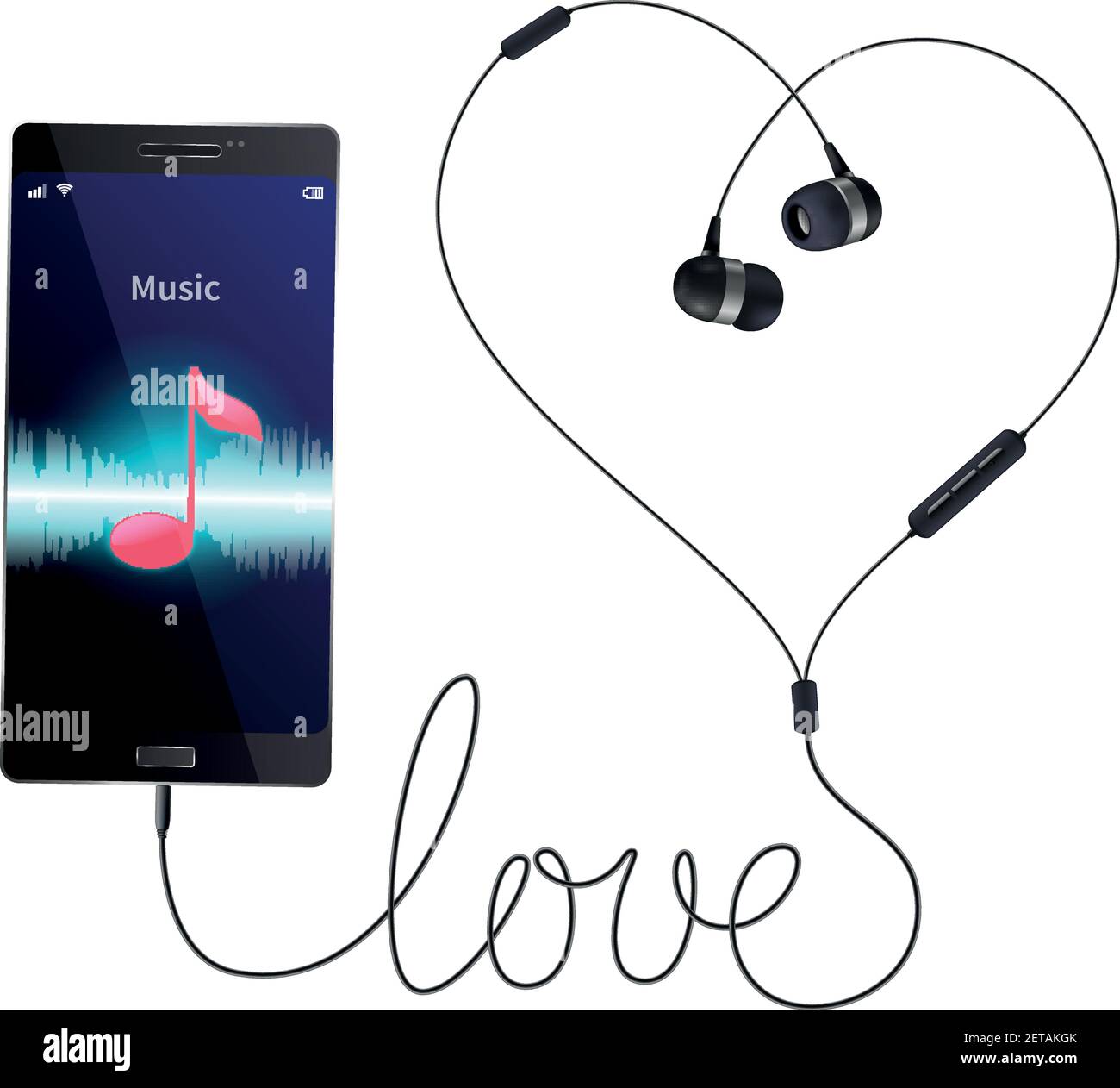 Headphones earphones realistic composition with wired in-ear phones ...