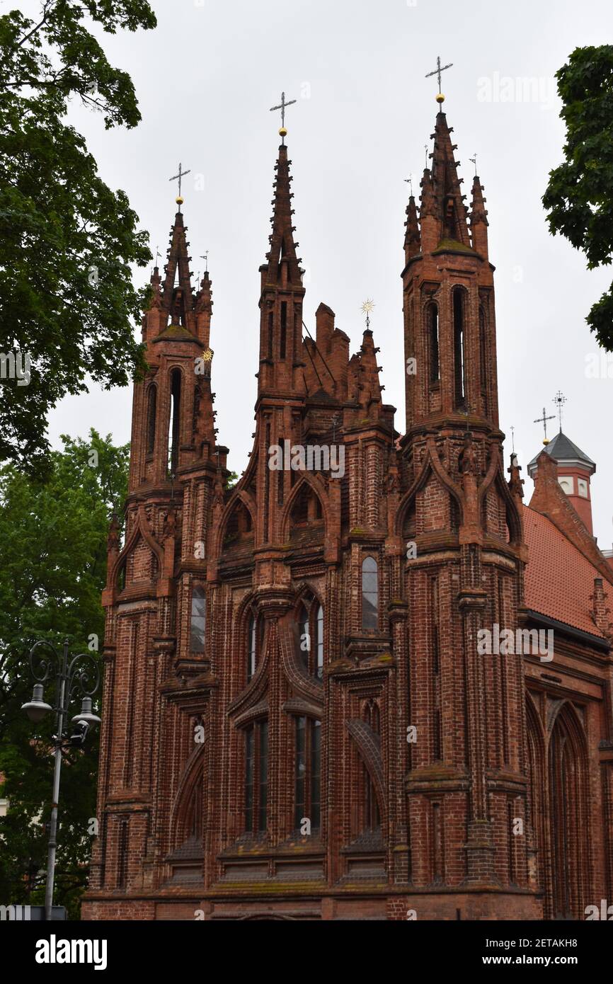 A beautiful view of the gothic church of St Anne in Vilnius, Lithuania ...