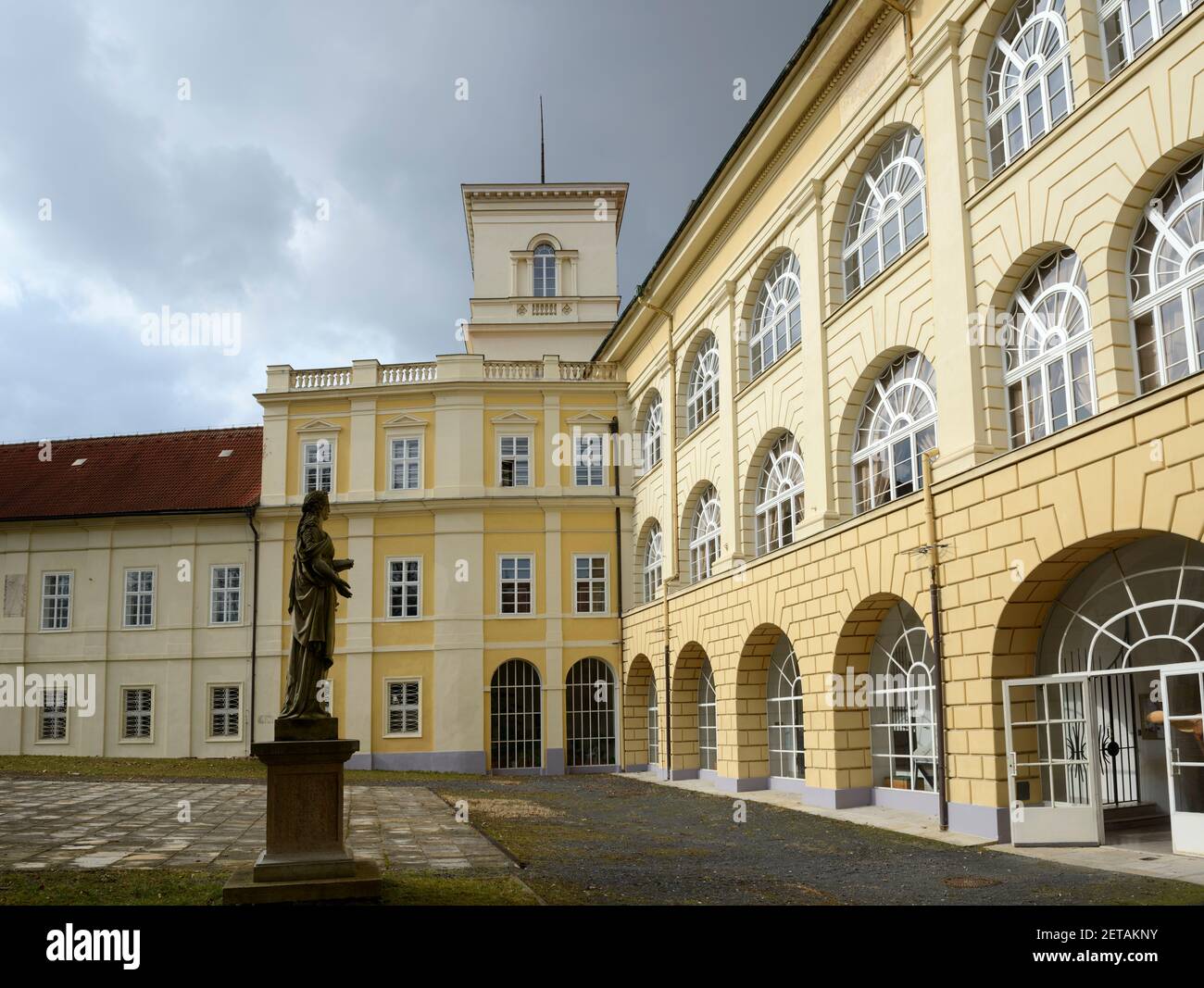 View towards western tower above inner outdoor corner along southern ...