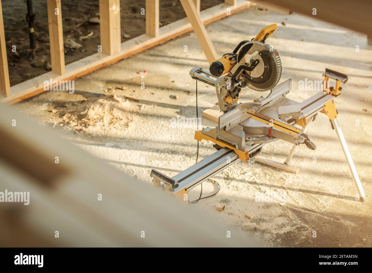 Construction Zone Power Tools. Powerful Wood Saw Inside Newly Developed ...