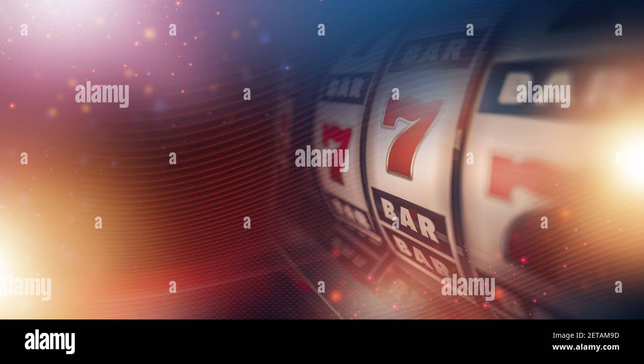 Classic Slot Machine Concept Banner 3D Rendered Illustration with Left ...