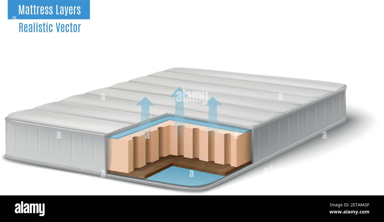 Mattress realistic cutout scheme composition with profile view of bat ...