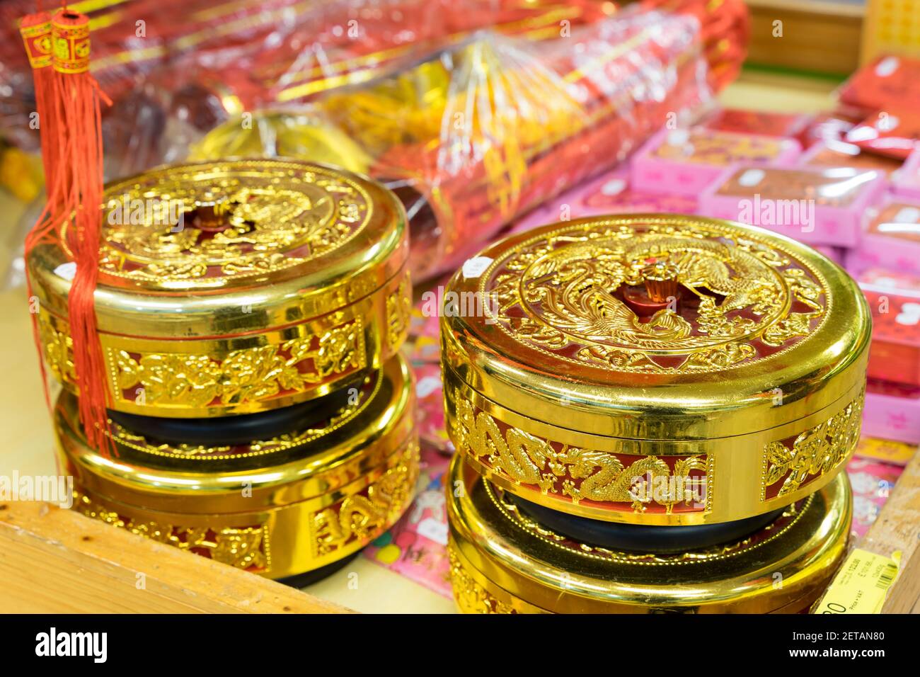 golden Candy box for Chinese new year, Spring festival Stock Photo - Alamy