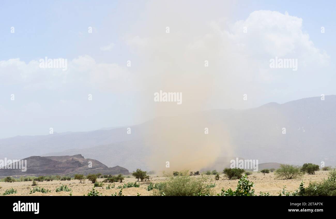 A dust devil in the Danakil depression in Ethiopia Stock Photo - Alamy