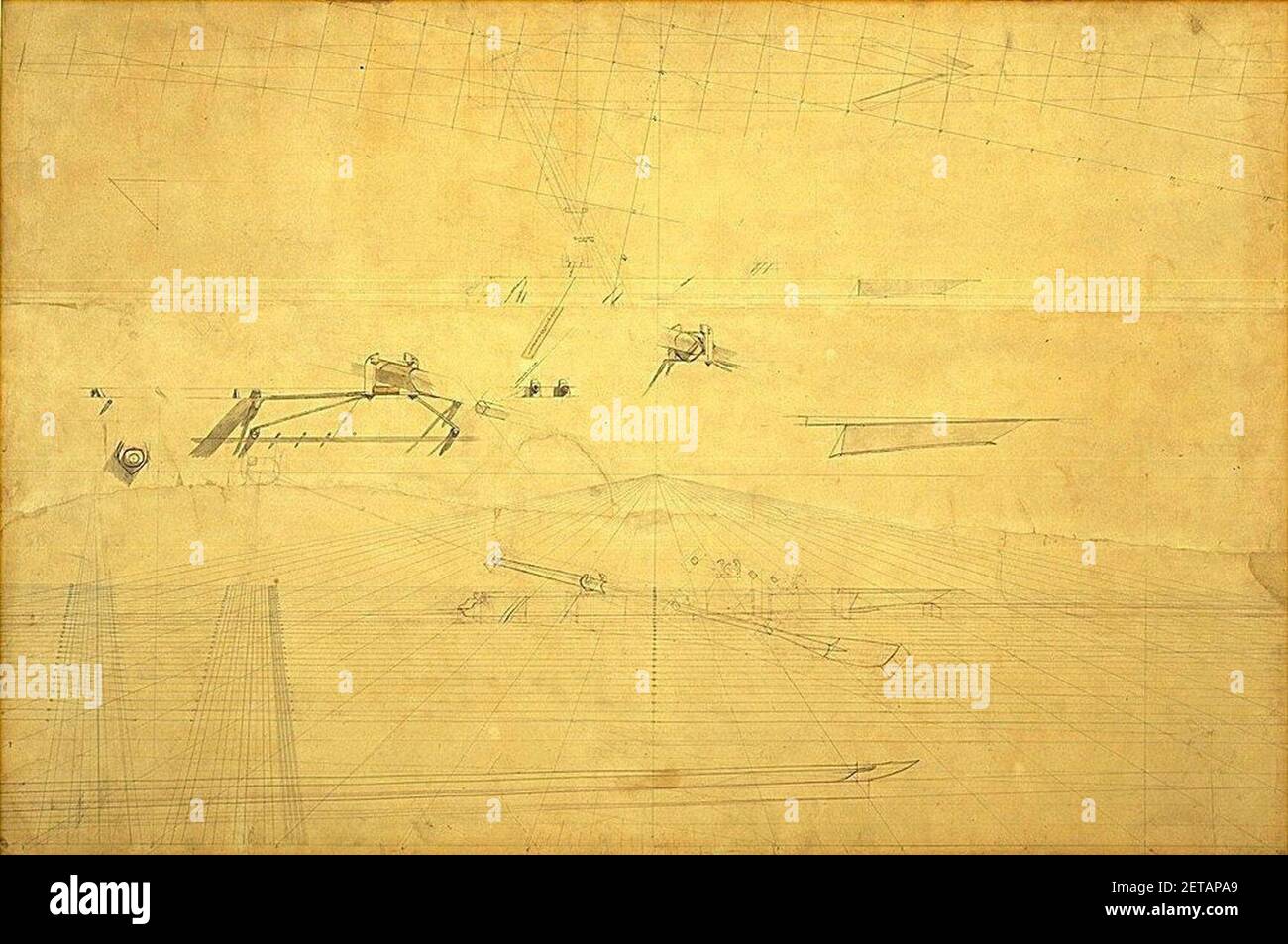 Perspective Drawing for The Biglin Brothers Turning The Stake 1 Stock Photo - Alamy