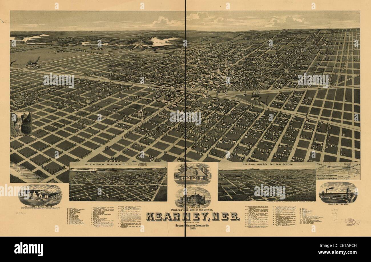 Perspective map of the city of Kearney, Neb. county seat of Buffalo Co ...