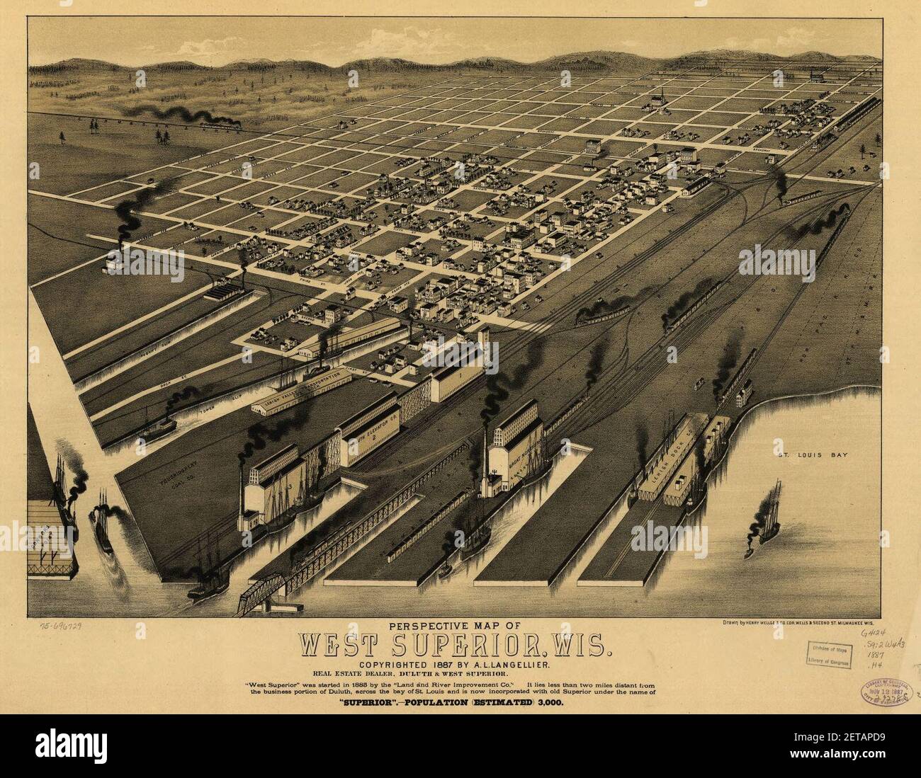 Perspective map of West Superior, Wis Stock Photo - Alamy