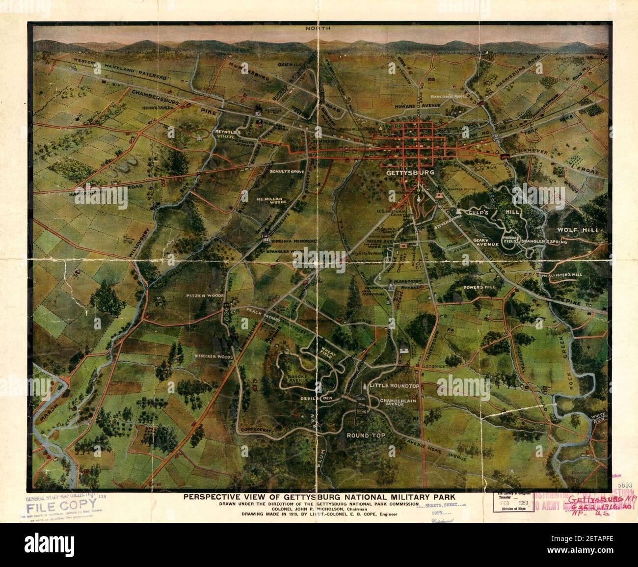Perspective view of Gettysburg National Military Park Stock Photo - Alamy