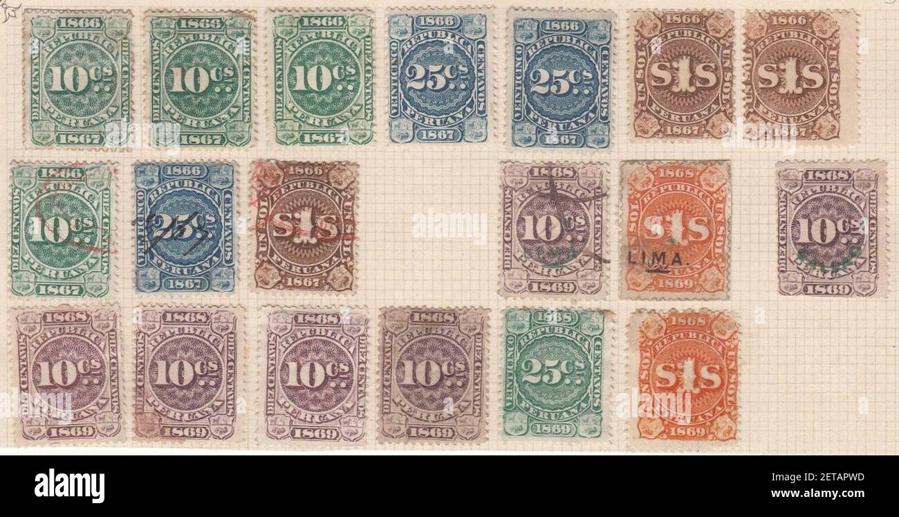Peru revenue stamps 1860s Stock Photo - Alamy