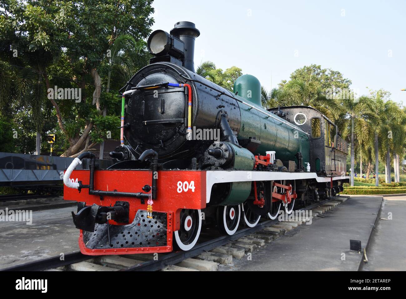 Kanchanaburi, Thailand. November 12, 2019. Japanese built steam train ...