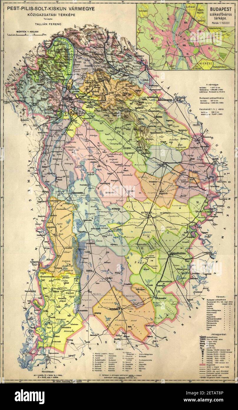 Pest-Pilis-Solt-Kiskun county administrative map Stock Photo - Alamy