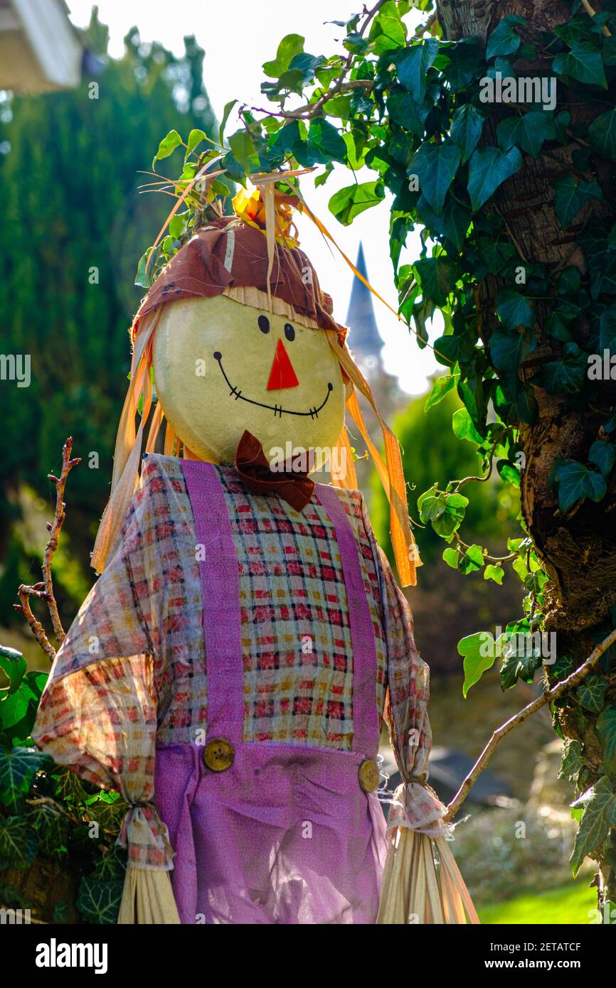 A vertical closeup shot of a cute scarecrow Stock Photo - Alamy