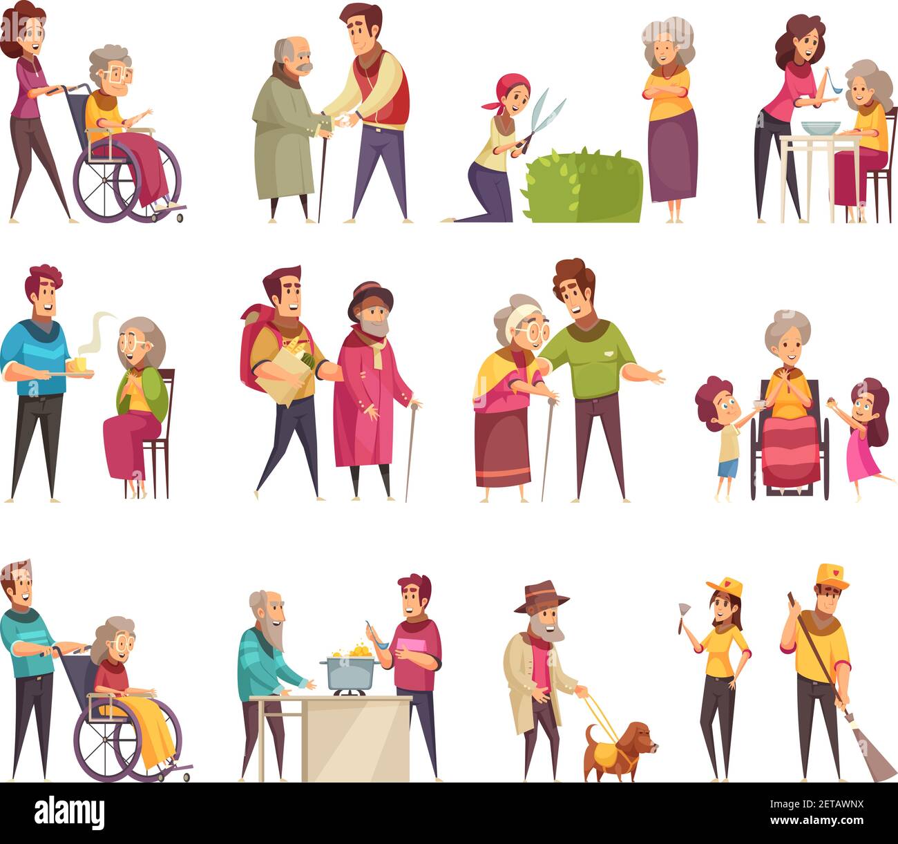 Clipart Helping Elderly Cartoon