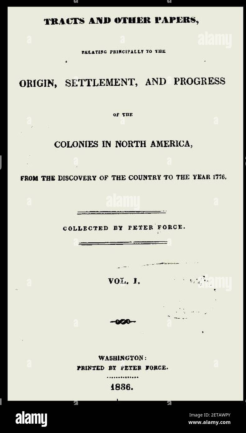 Peter Force, book cover, 1886, Origin, Settlement and Progress Stock ...