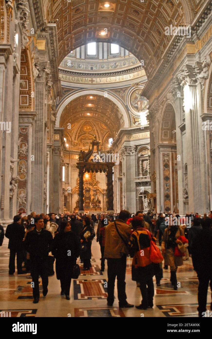 St. Peter's Basilica, interior and Baldaquino. Vatican City, Rome Stock ...