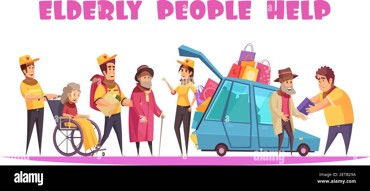 Elderly people social support service helping with socializing walking ...