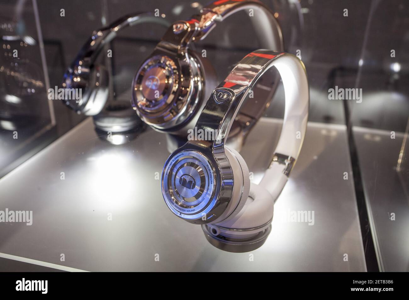 Moster headphones on display at the Monser Audio Booth at the Consumer ...