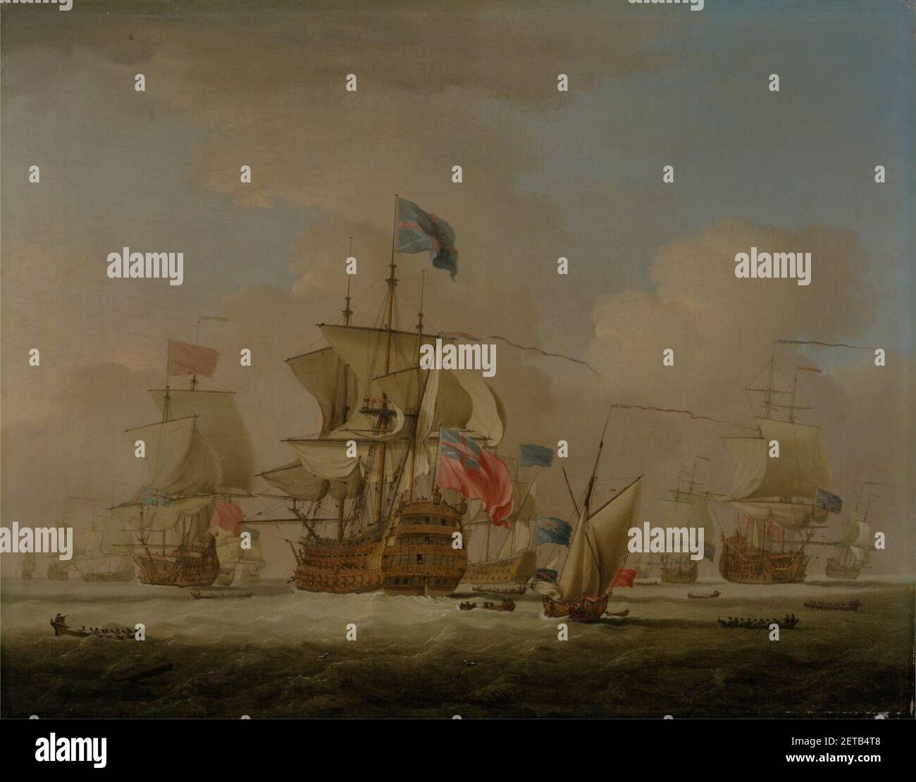 Peter Monamy - British Men-of-War and a Sloop Stock Photo - Alamy