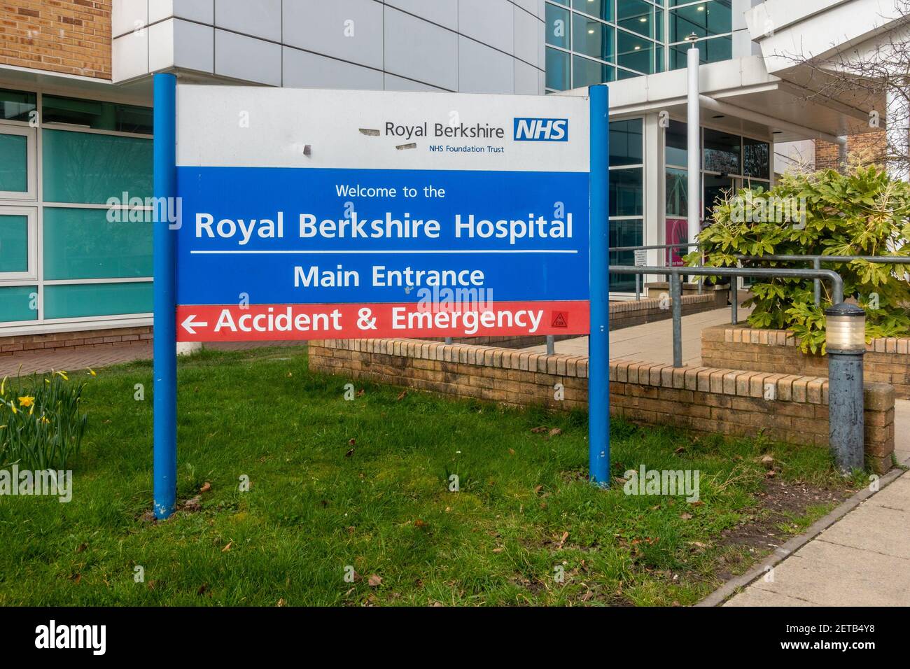 A sign outside the main entrance of The Royal Berkshire Hospital in ...